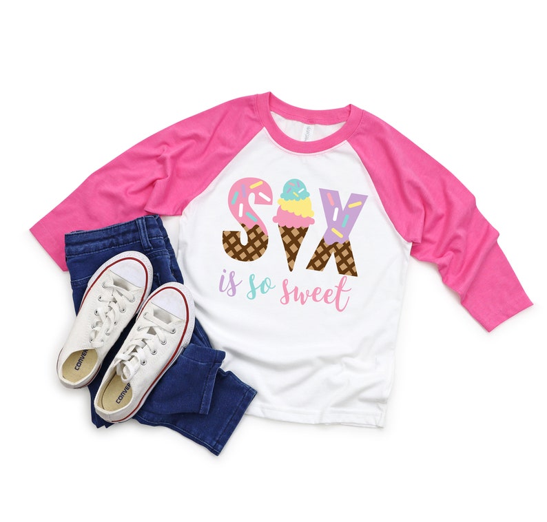 Six is so Sweet Ice Cream Girls 6th Sixth Birthday Shirt 6th - Etsy