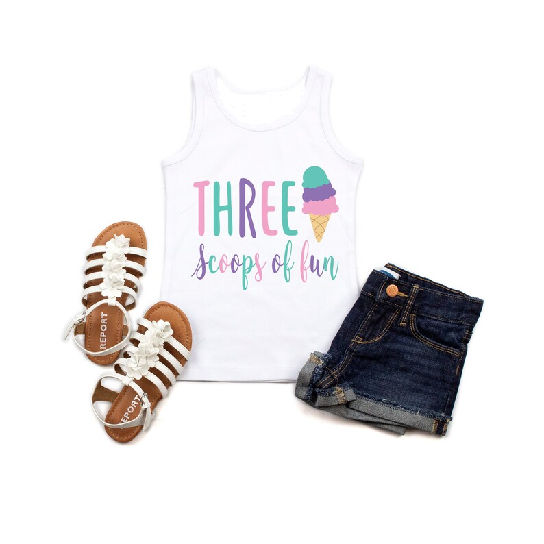 Three Scoops of Fun Ice Cream Girls 3rd Birthday Shirt 3rd - Etsy