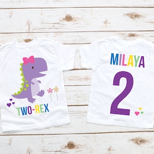 Two Rex 2 Rex Girl Dinosaur Birthday Shirt , 2 Rex Birthday Shirt, Girl ...