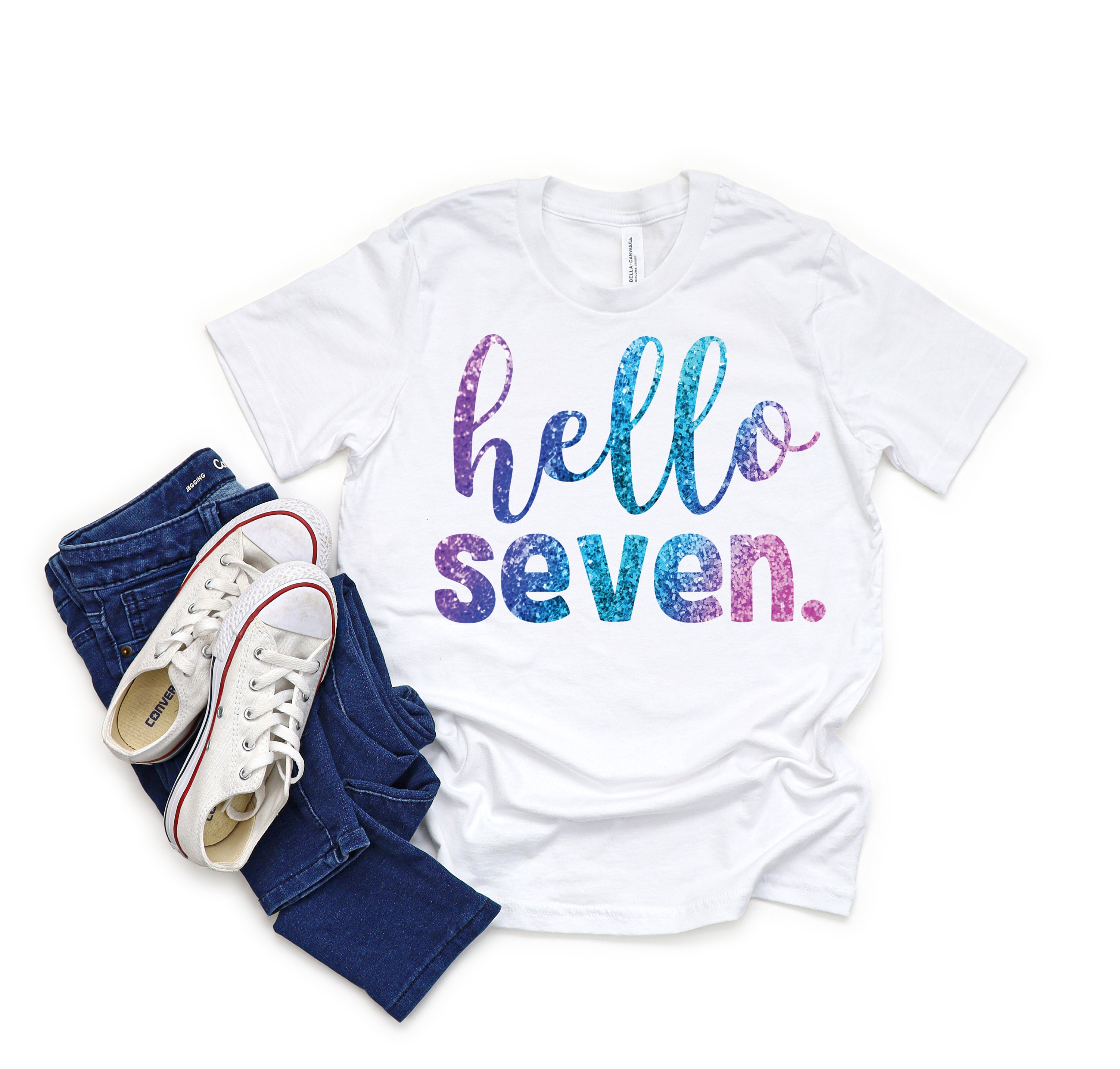 Hello Seven Girl Birthday Shirt Seventh Birthday Shirt 7th - Etsy