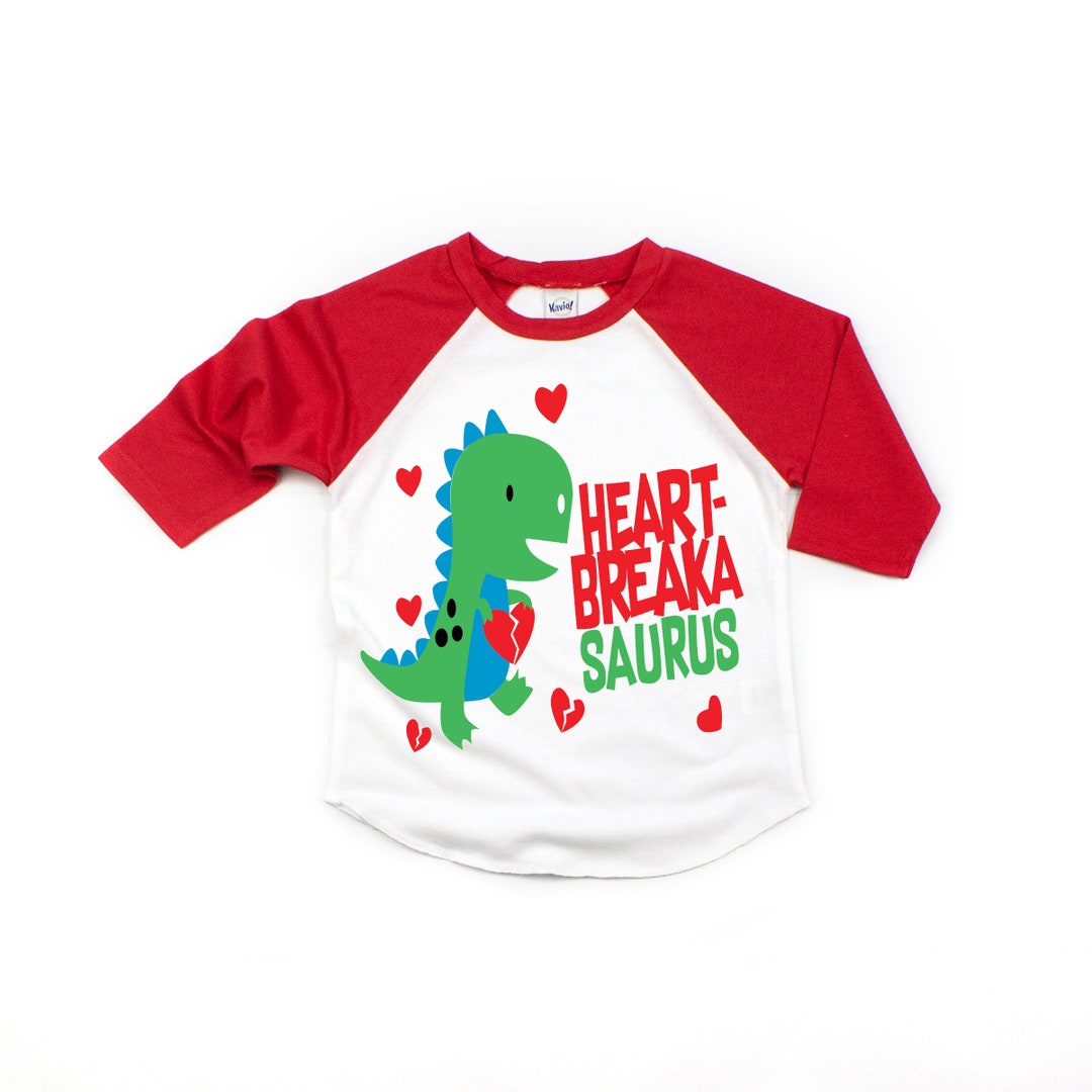 Kids Valentines Day Dinosaur Heart-breaka Saurus Shirt, Cute Boy Shirt, Trendy Valentines Shirt ...