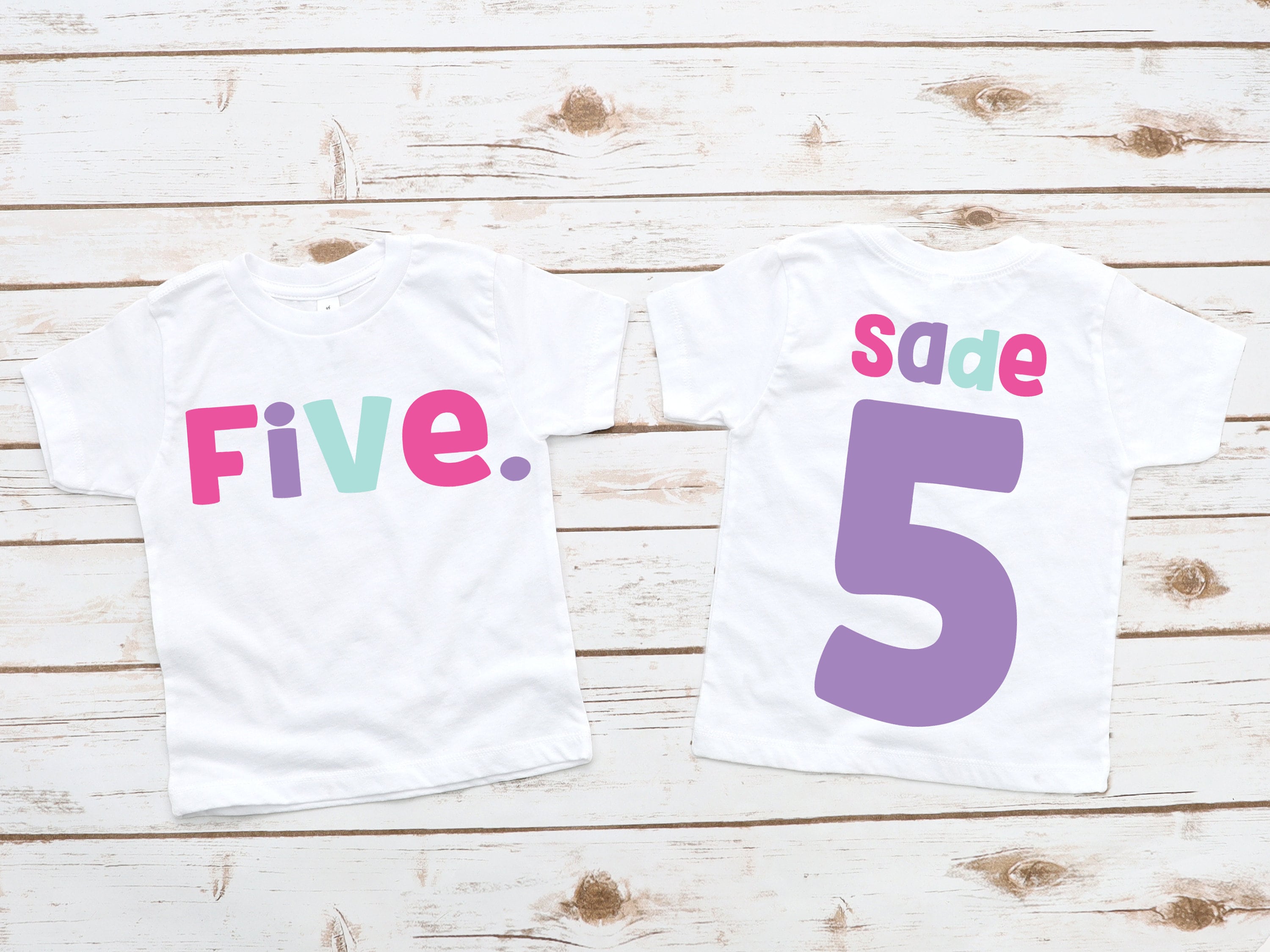 Girls 5th Fifth Birthday Rainbow Custom Five Shirt Birthday - Etsy