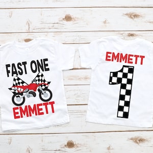 Fast One 1st Birthday Dirt Bike Shirt, Racing Birthday Shirt, Birthday ...