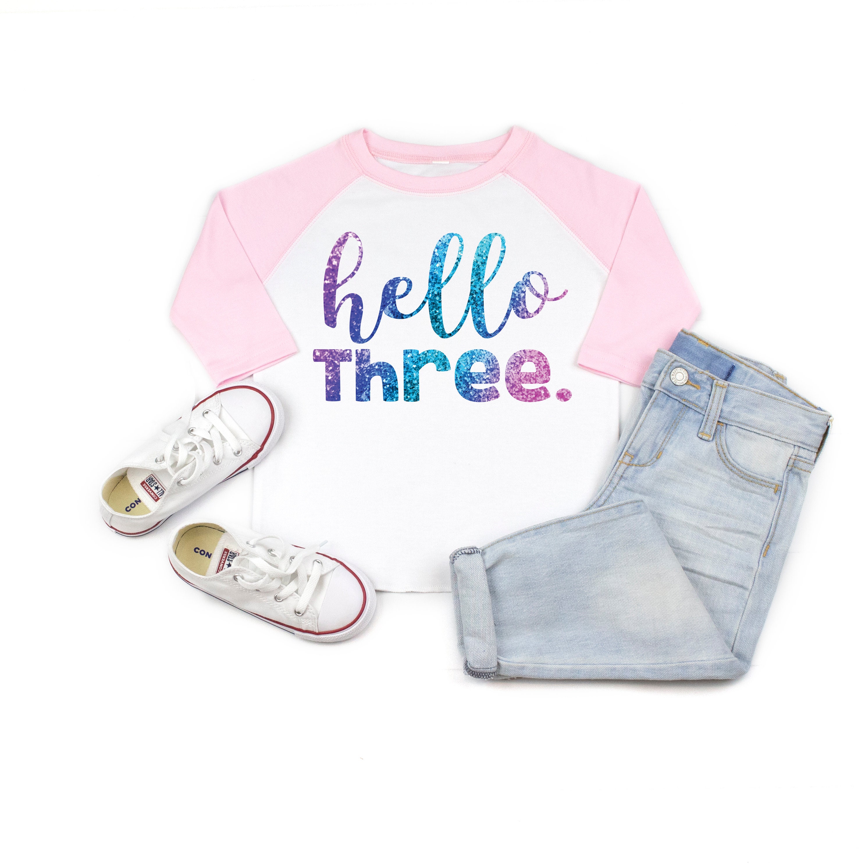 Girls 3rd Third Birthday Rainbow Hello Three Year Old Shirt - Etsy