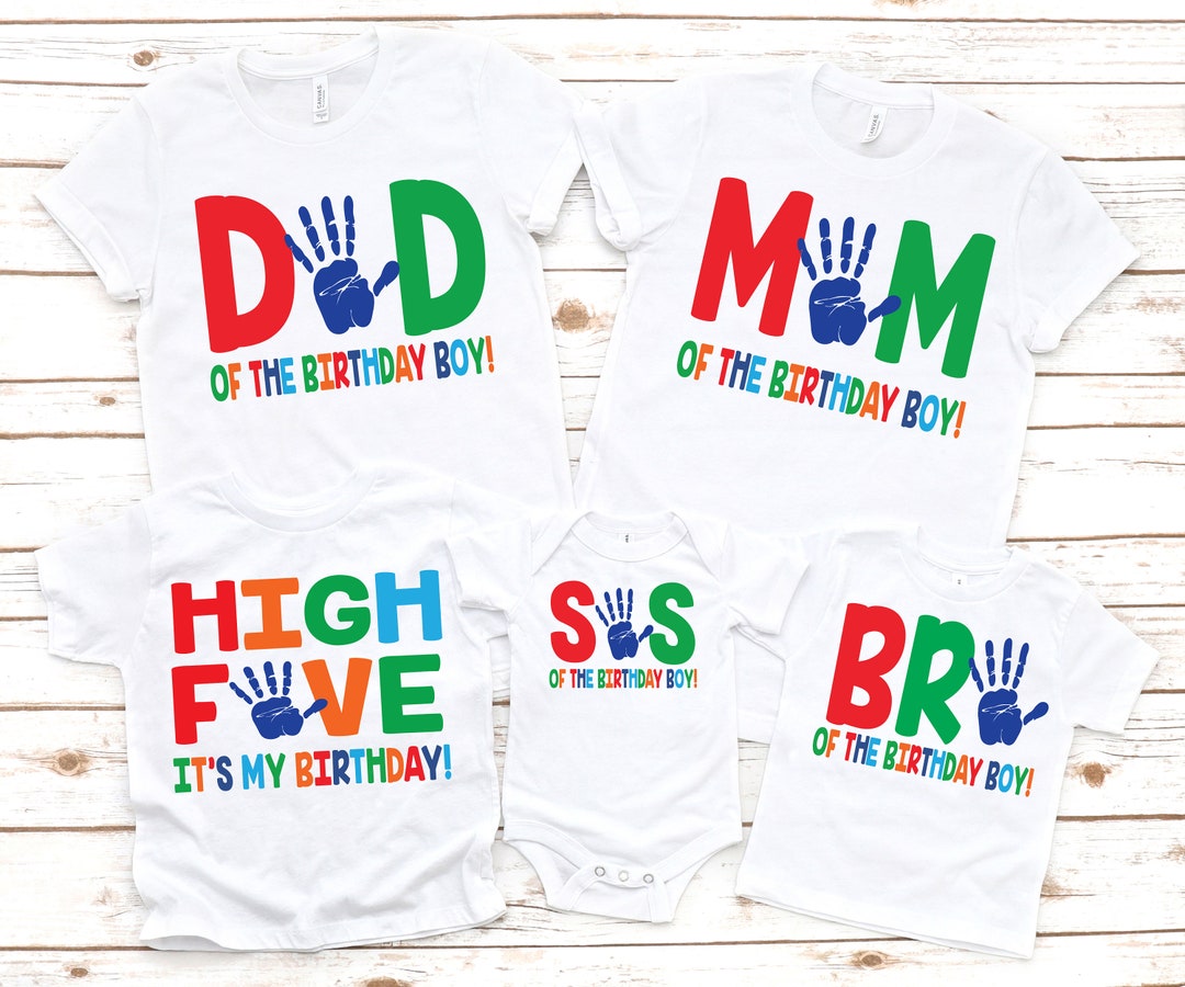 Boys 5th Birthday High Five Shirt, Fifth Birthday Shirt, 5th Birthday ...