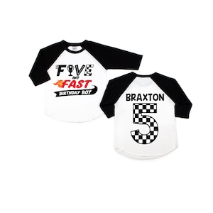 Five and Fast Race Car Birthday Boy 5th Shirt, Race Car Birthday ...