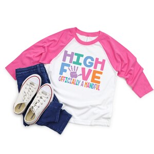 Girls 5th Birthday High Five Shirt, Fifth Birthday Shirt, 5th Birthday ...