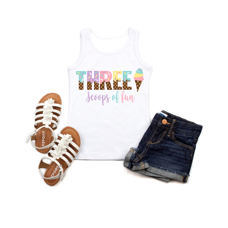 Three Scoops of Fun Ice Cream Girls 3rd Birthday Shirt 3rd - Etsy