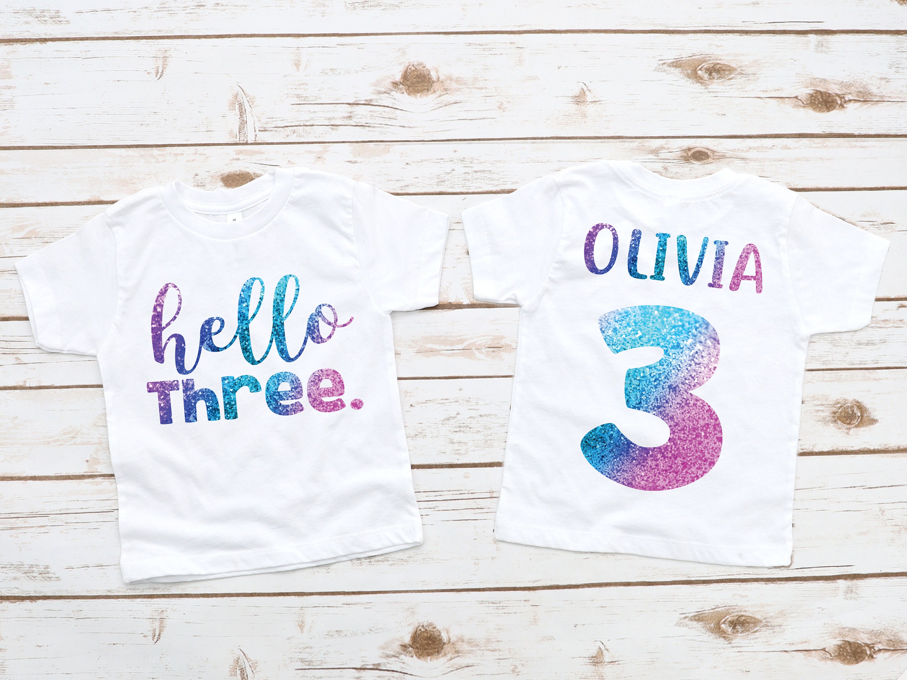 Girls 3rd Third Birthday Rainbow Hello Three Year Old Shirt - Etsy