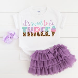 It's Sweet to Be Three Ice Cream Girls 3rd Birthday Shirt, 3rd Birthday Party, Ice Cream Shirt ...