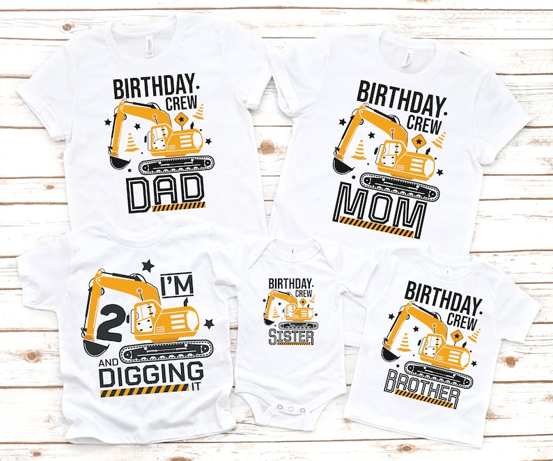 Family Construction Excavator Crew Birthday Shirts - Etsy