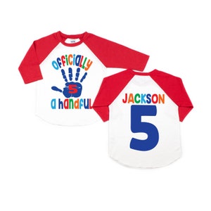 5th Birthday Shirt Boy, Officially a Handful, 5th Birthday, Five Year ...