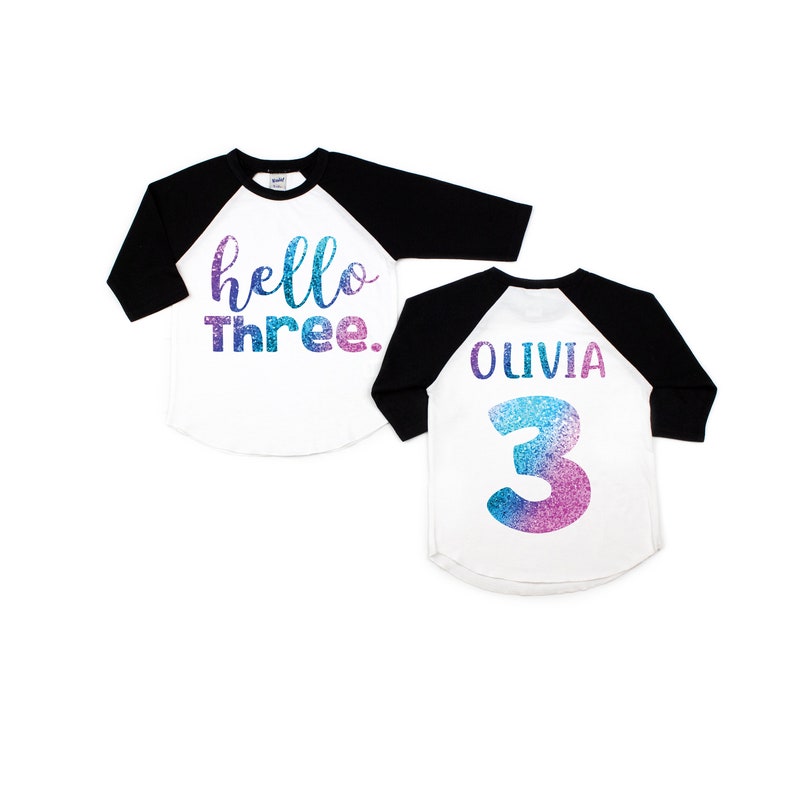 Girls 3rd Third Birthday Rainbow Hello Three Year Old Shirt - Etsy