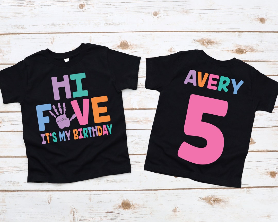 Girls 5th Birthday Hi Five Shirt, Fifth Birthday Shirt, 5th Birthday ...