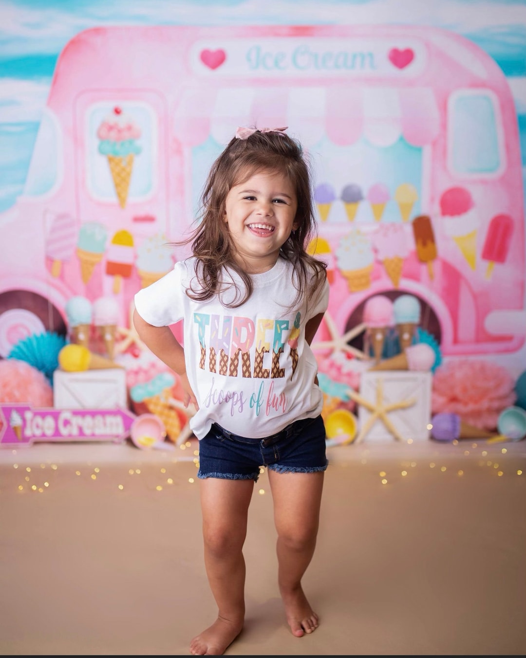 Three Scoops of Fun Ice Cream Girls 3rd Birthday Shirt, 3rd Birthday ...