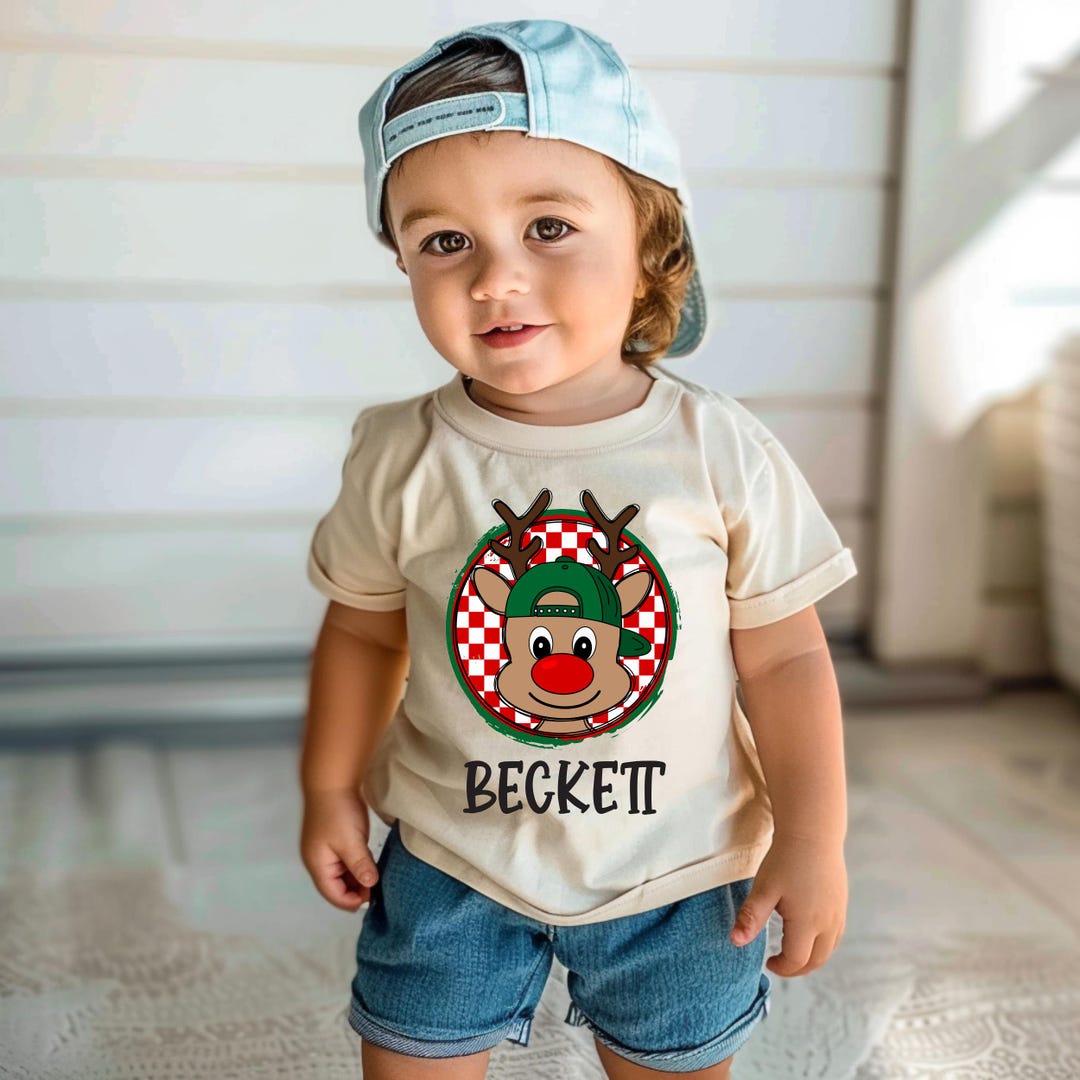 Christmas Kid Toddler Personalized Boy Girl Custom Name Reindeer Shirt ...