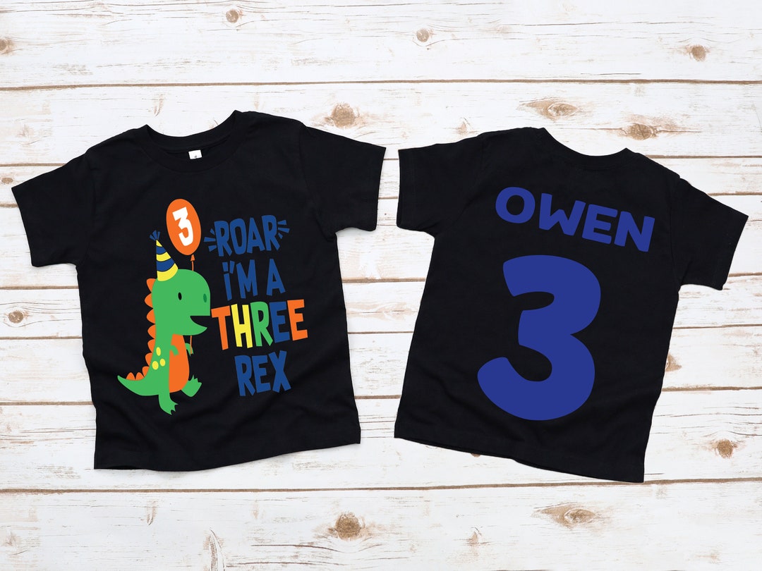Dinosaur Birthday Shirt 3rd Third Roar I'm a Three Rex, Dinosaur Boy ...
