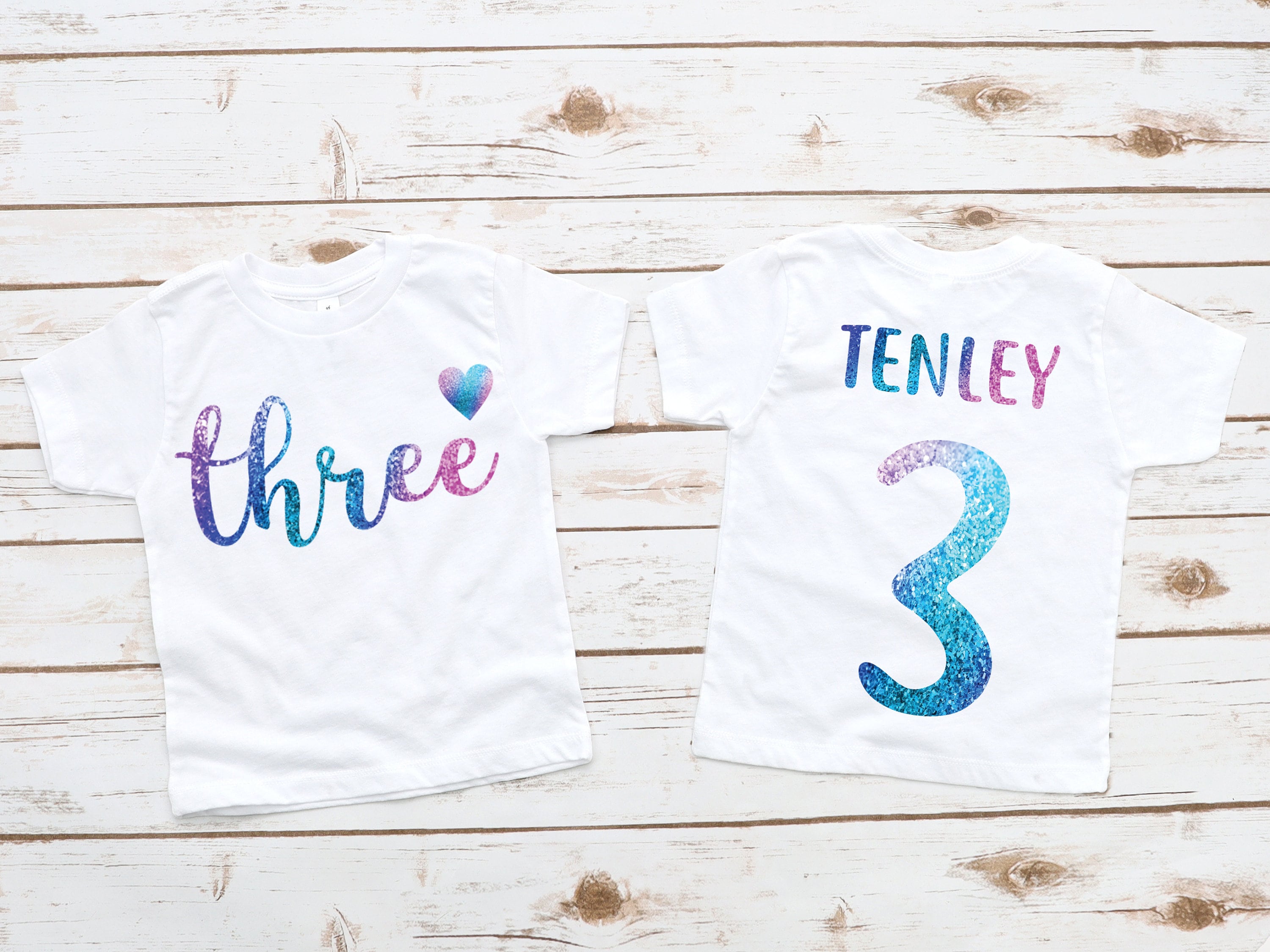 Girls 3rd Third Birthday Rainbow Heart Three Year Old Shirt - Etsy