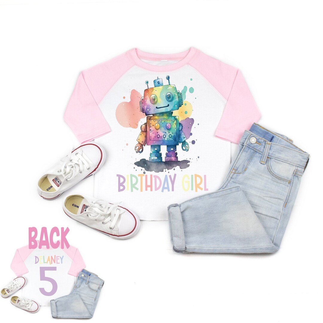 Robot Birthday Shirt, Robot Party, Robot Birthday Girl, Birthday Girl ...