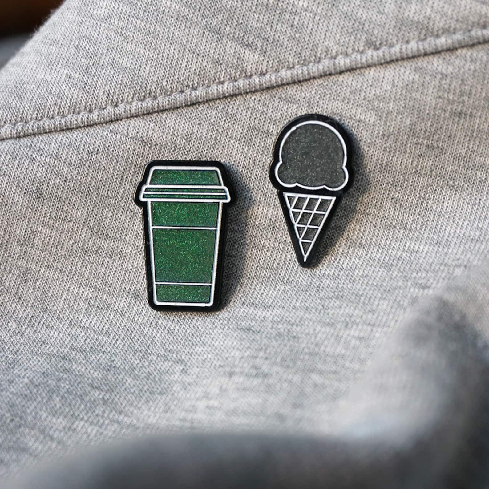 Minimalist Coffee Cup Pin (glow in the Dark) | Black and White ...