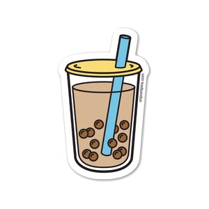 Boba Bubble Pearl Milk Tea Vinyl Die Cut Waterproof Sticker | Laptop ...