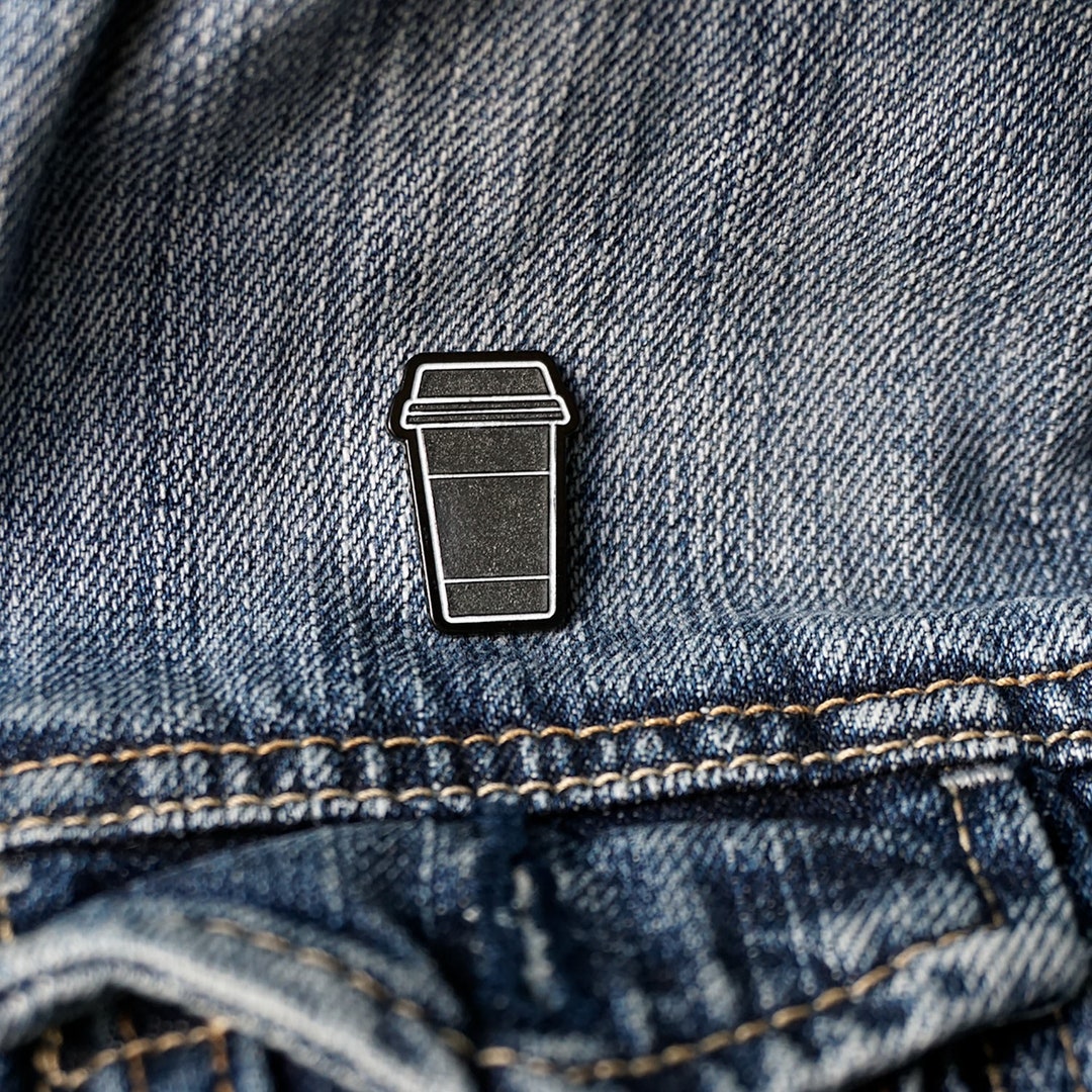 Minimalist Coffee Cup Pin (glow in the Dark) | Black and White ...