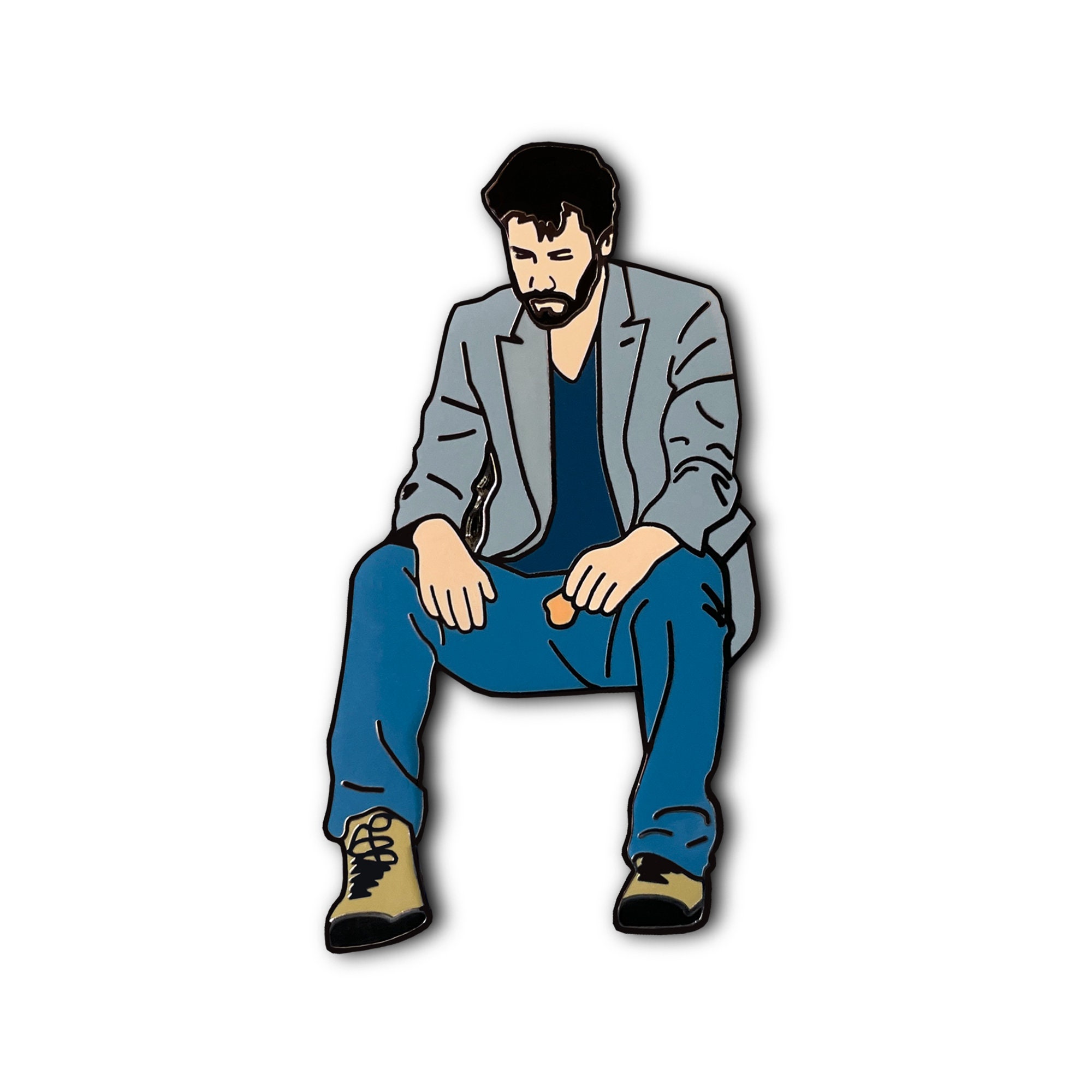 Sad Keanu Reeves Park Bench Meme Pin Funny Sitting on - Etsy