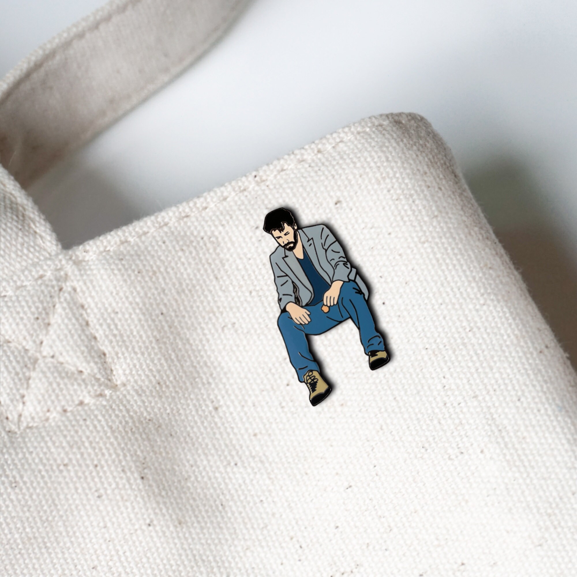 Sad Keanu Reeves Park Bench Meme Pin Funny Sitting on - Etsy