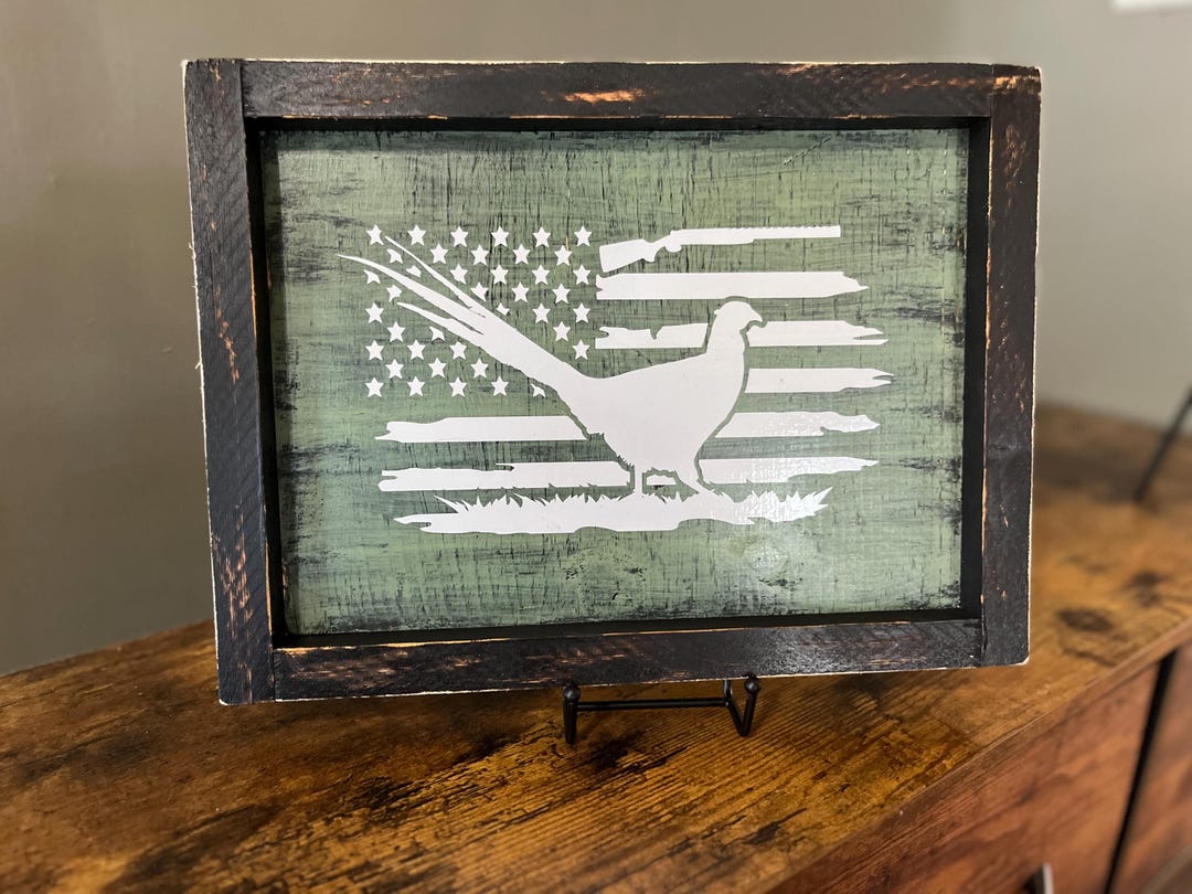 Pheasant and American Flag Sign - Etsy