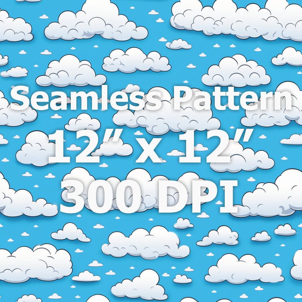 8 Seamless Clouds Patterns. Clouds Background. Sublimation Design ...
