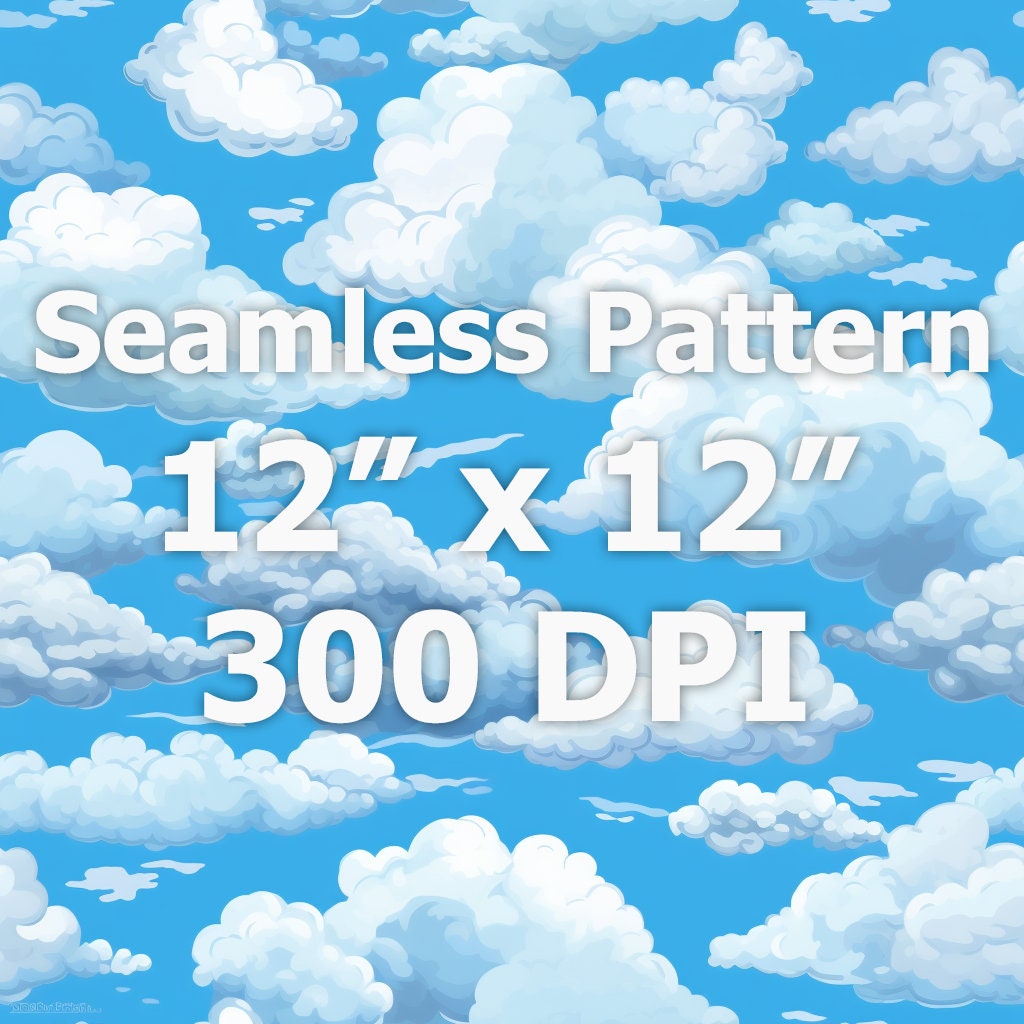 8 Seamless Clouds Patterns. Clouds Background. Sublimation Design ...