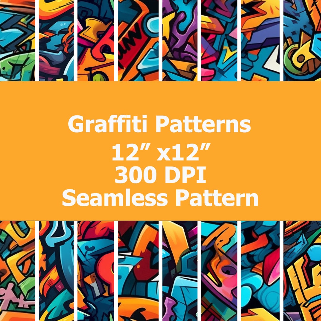 8 Seamless Graffiti Patterns. Graffiti Background. Sublimation Design ...