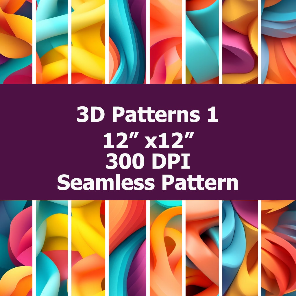 8 Seamless 3D Patterns. 3D Patterns Background. Sublimation Design ...