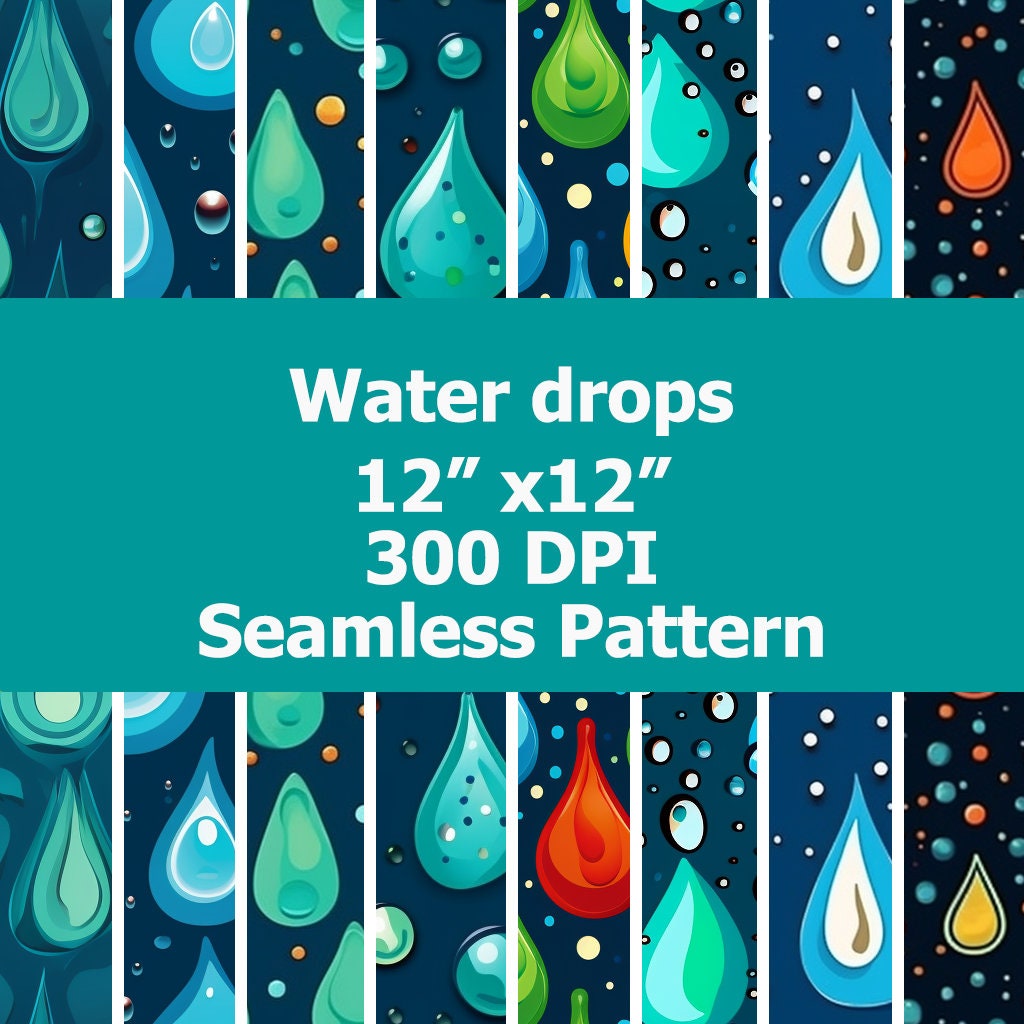 8 Seamless Water Droplets Patterns. Water Droplets Background ...