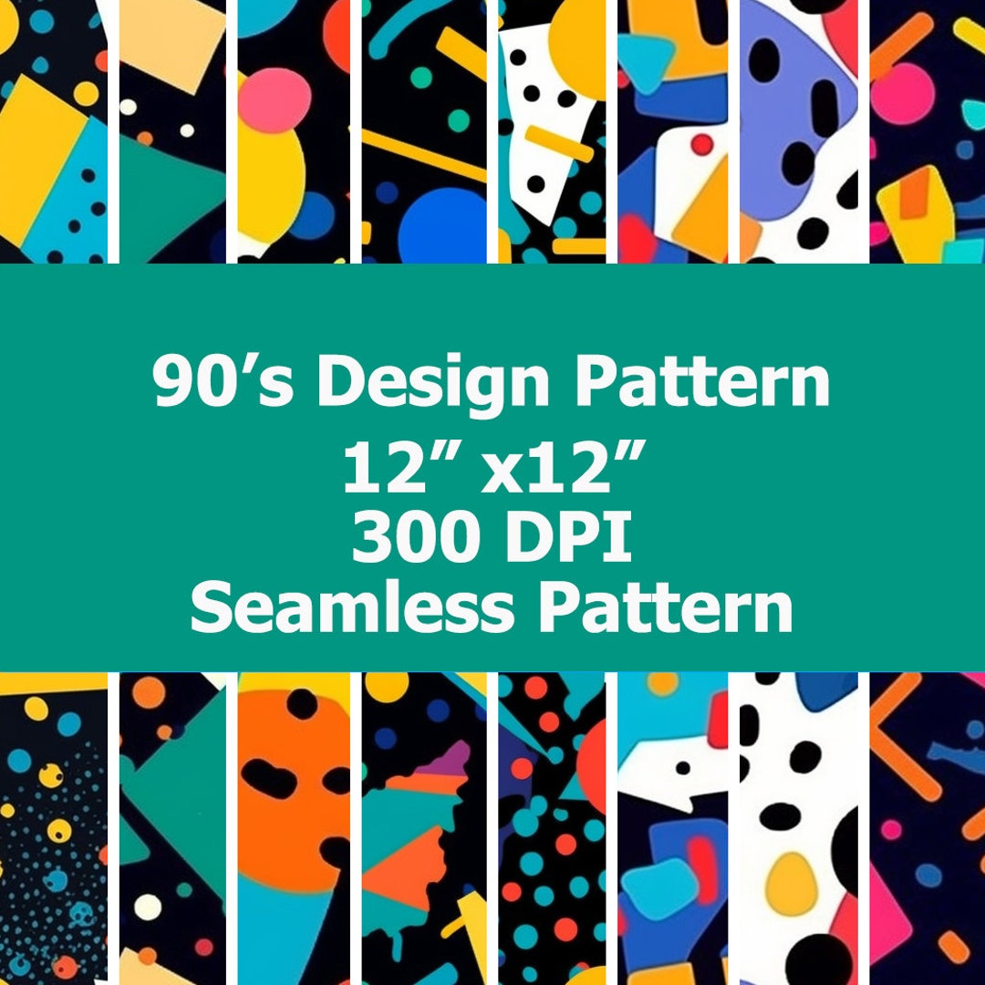 8 Seamless 90's Design Patterns. 90's Background. Sublimation Design ...