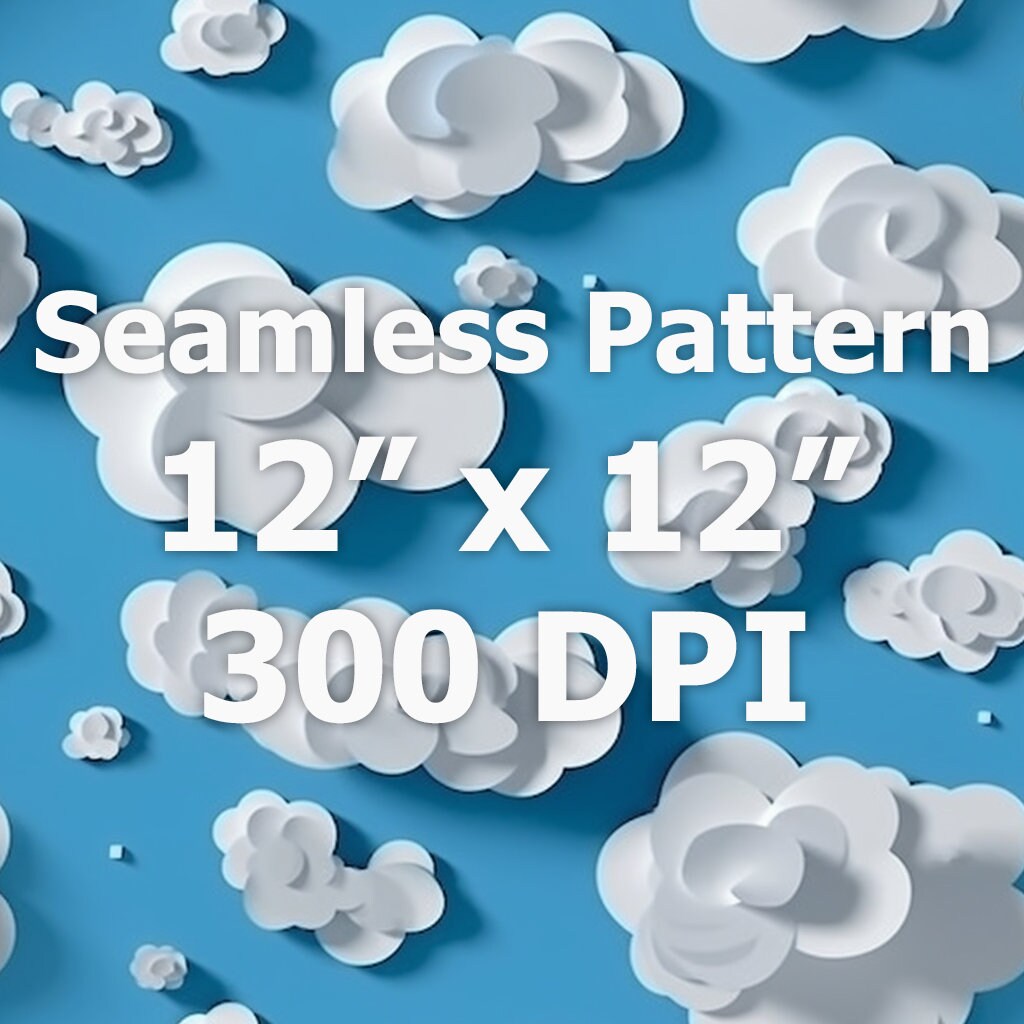 8 Seamless 3D Paper Clouds Patterns. Paper Clouds Background ...