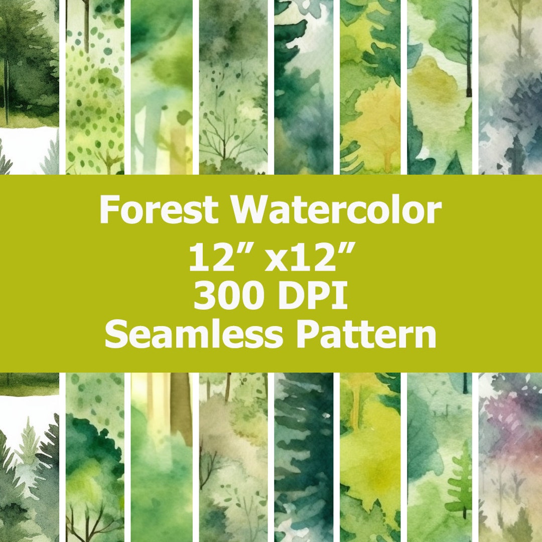 8 Seamless Forest Watercolor Patterns. Forest Watercolor Sublimation ...