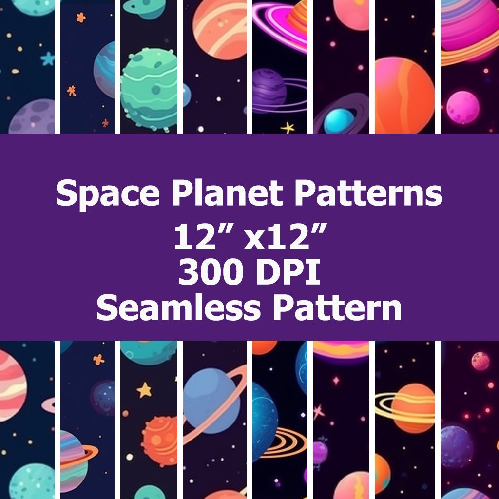 8 Seamless Space Planets Patterns. Space Planets Background. - Etsy