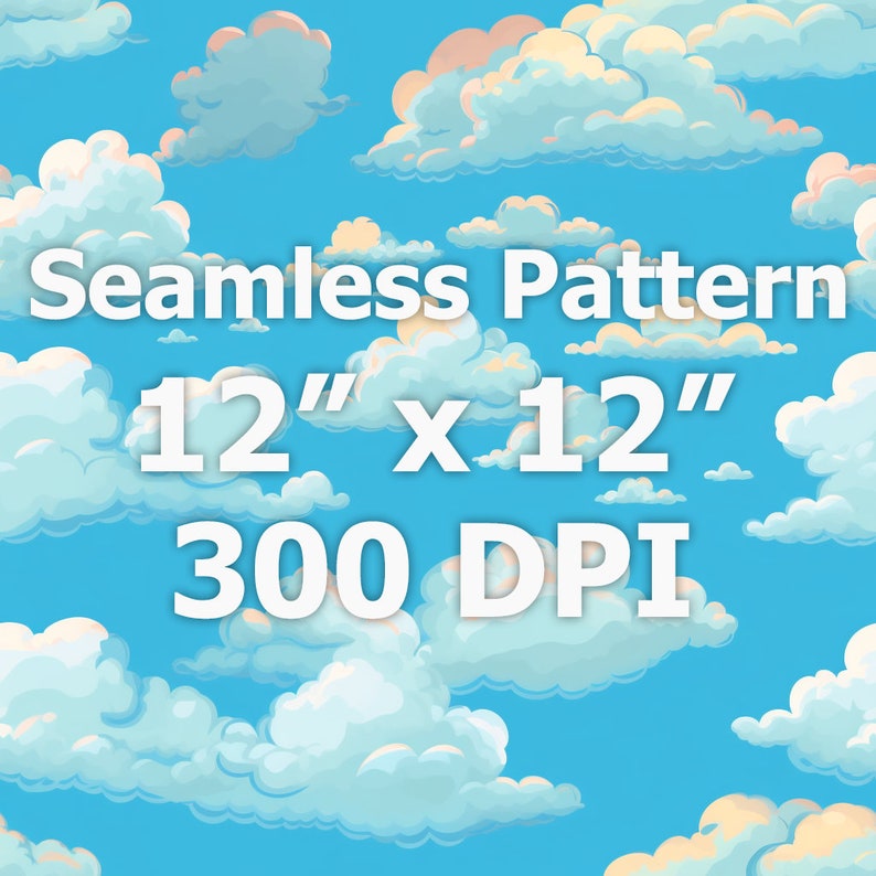 8 Seamless Clouds Patterns. Clouds Background. Sublimation Design ...