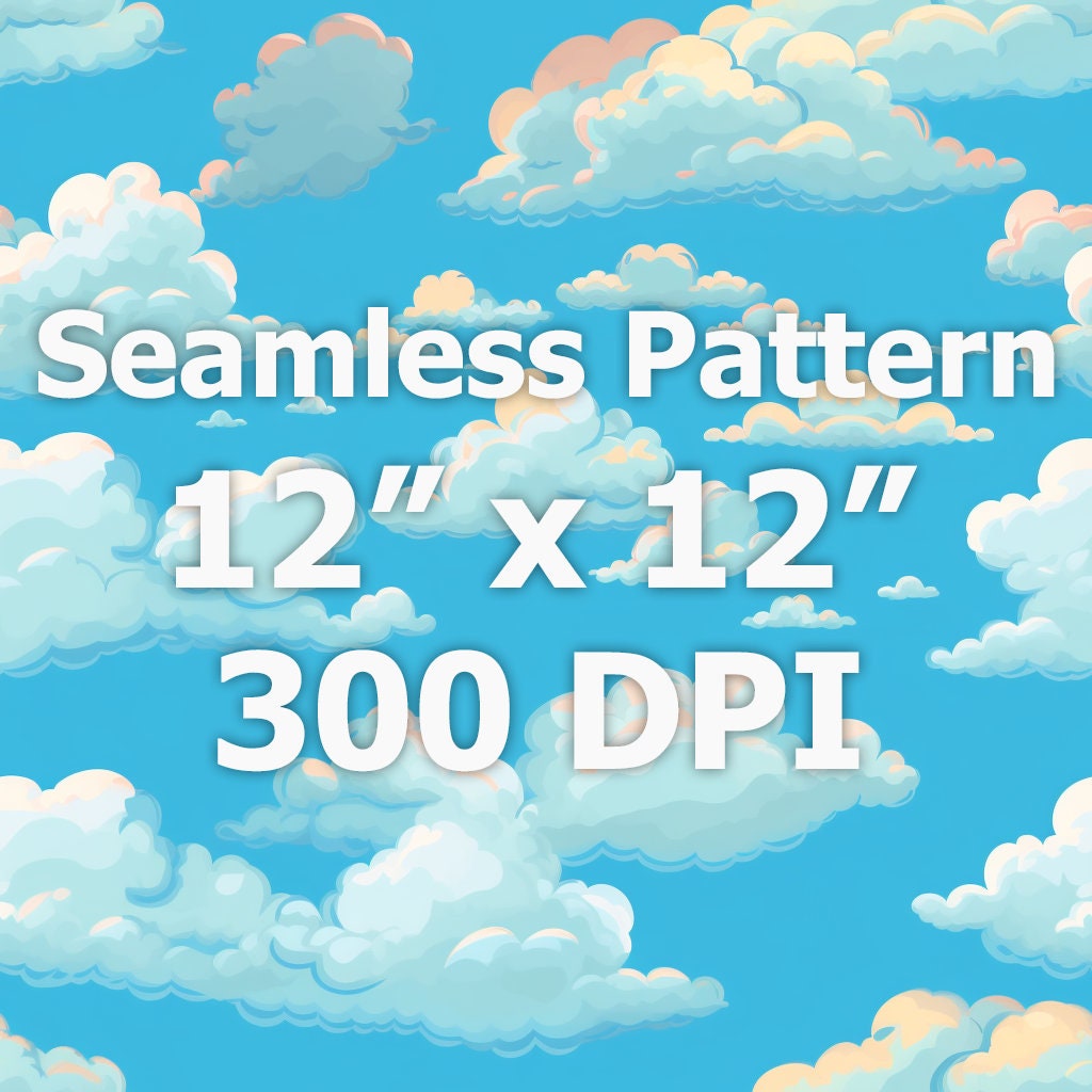 8 Seamless Clouds Patterns. Clouds Background. Sublimation Design ...