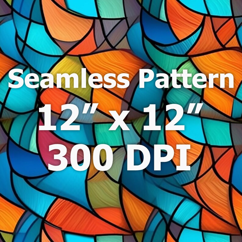 8 Seamless Stained Glass Patterns: Vibrant Digital Paper (12x12, 300 ...