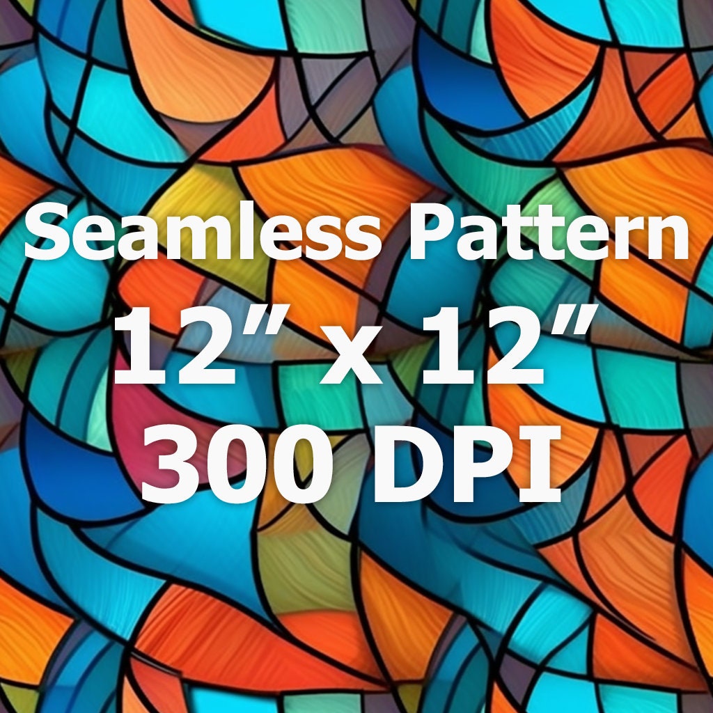 8 Seamless Stained Glass Patterns: Vibrant Digital Paper (12x12, 300 ...