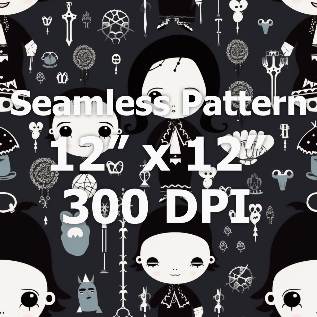 8 Seamless Cute Gothic Patterns. Cute Gothic Background. Sublimation ...