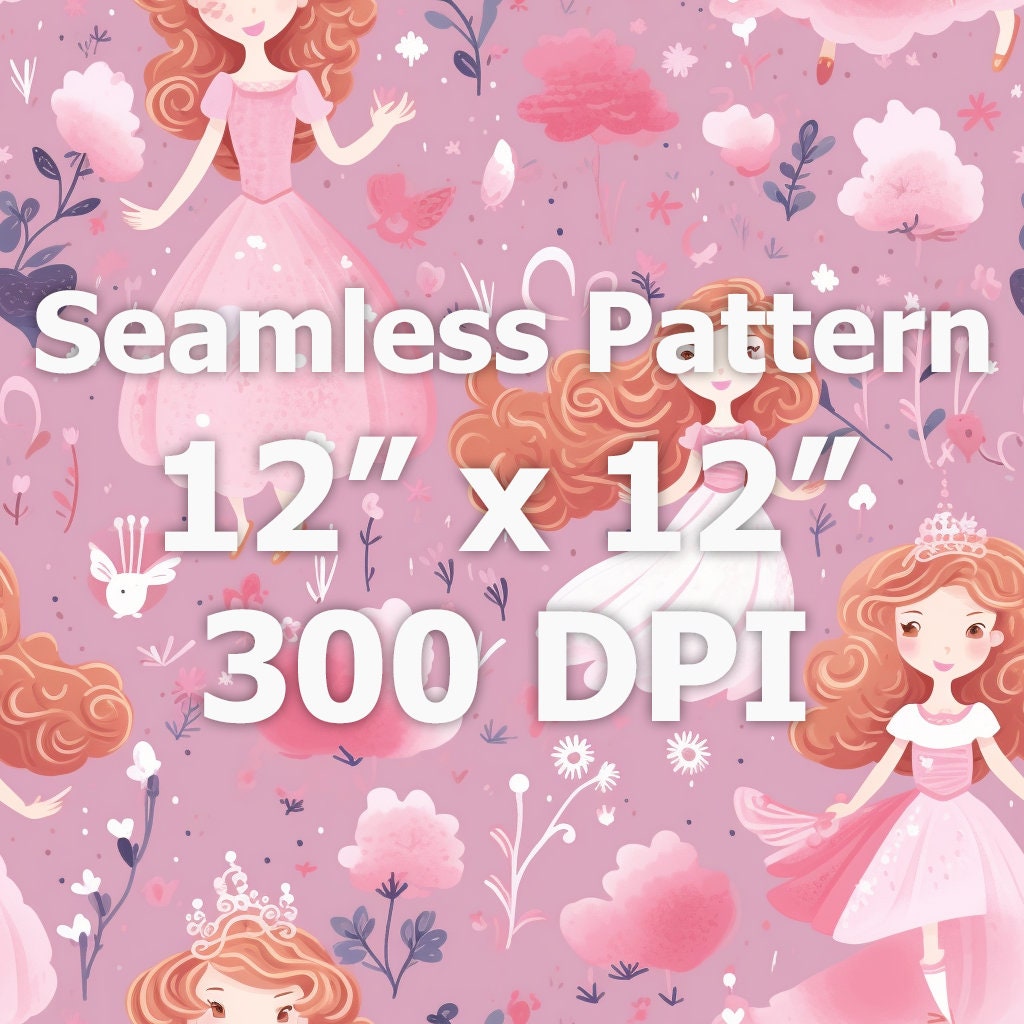 8 Seamless Princess Patterns. Princess Background. Sublimation Design ...