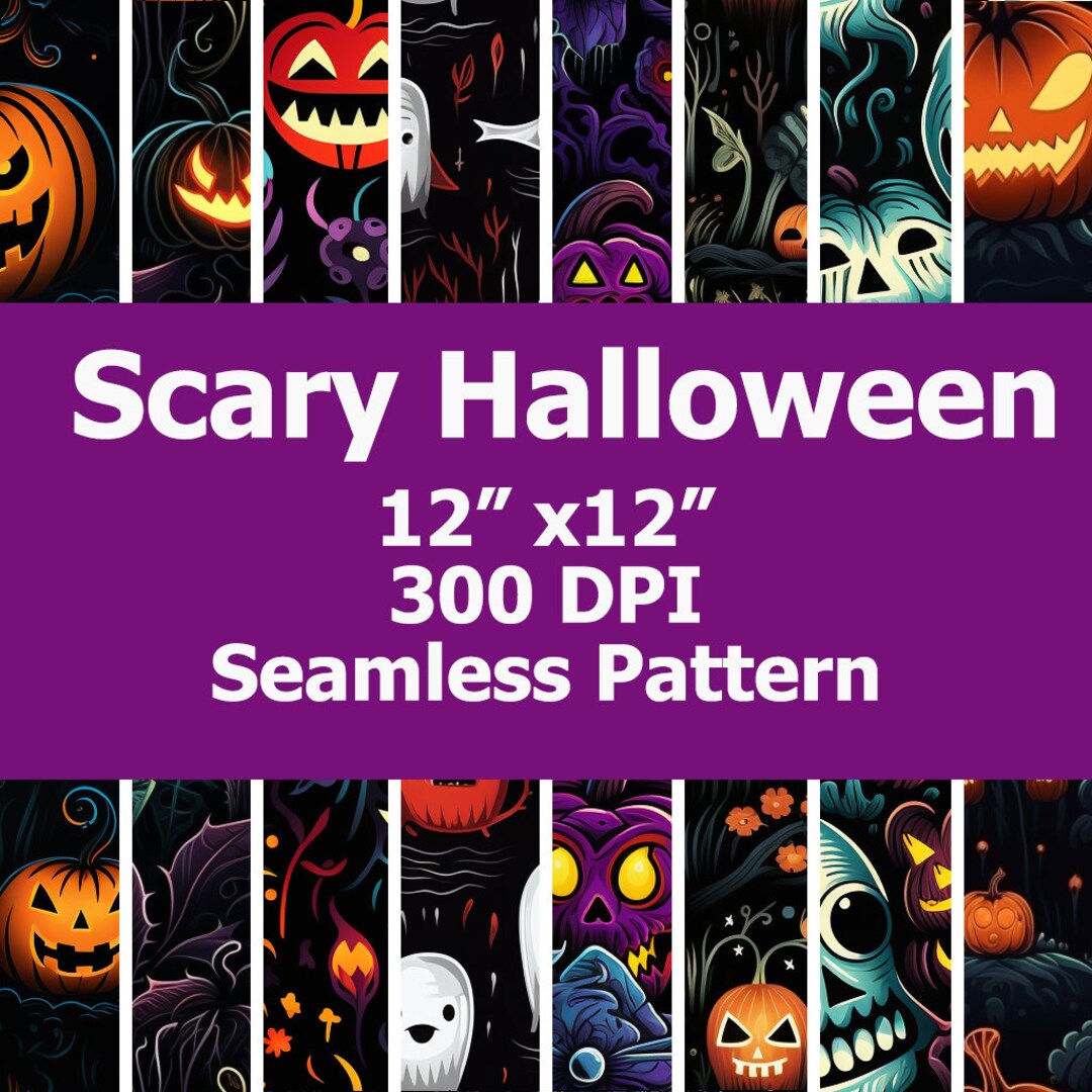 8 Seamless Scary Halloween Patterns. Scary Halloween Background. Scary ...