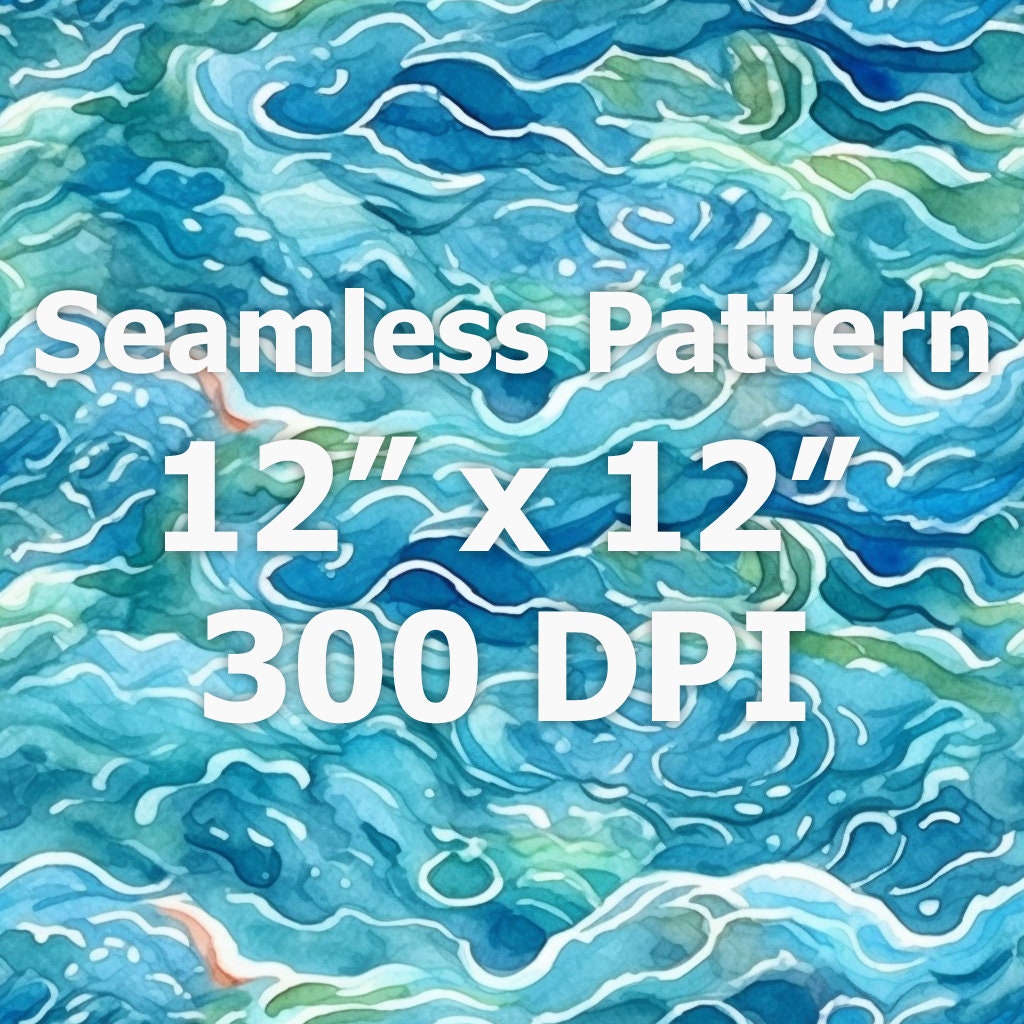 8 Seamless Ocean Ripple Watercolor Patterns. Ocean Ripple Sublimation ...