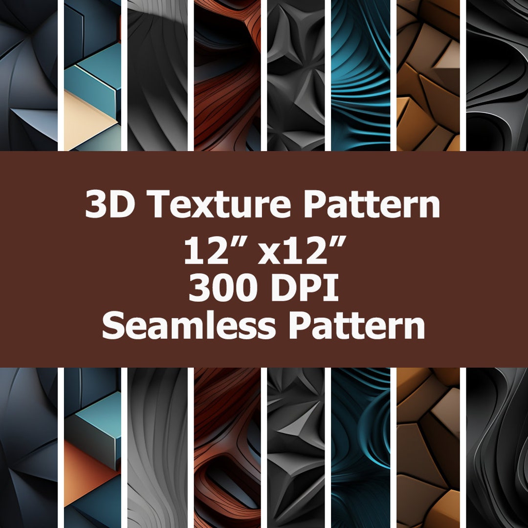 8 Seamless 3D Texture Patterns. 3D Abstract Background. 3D Texture ...