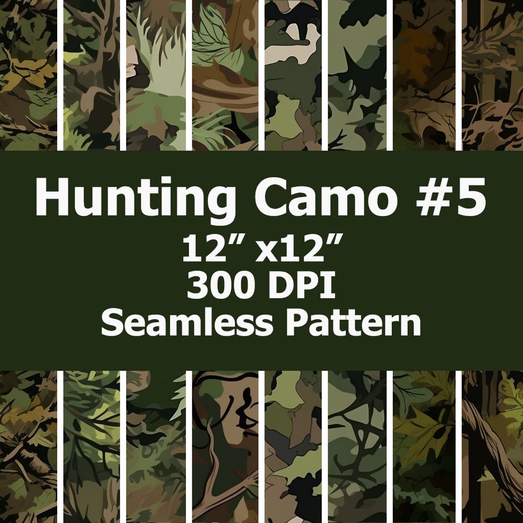 Hunting Camo #5 Seamless Pattern: 8 PNG Digital Papers (12x12, 300 DPI ...