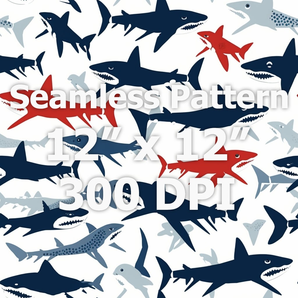 8 Seamless Funky Sharks Patterns. Funky Sharks Background. Funky Sharks ...