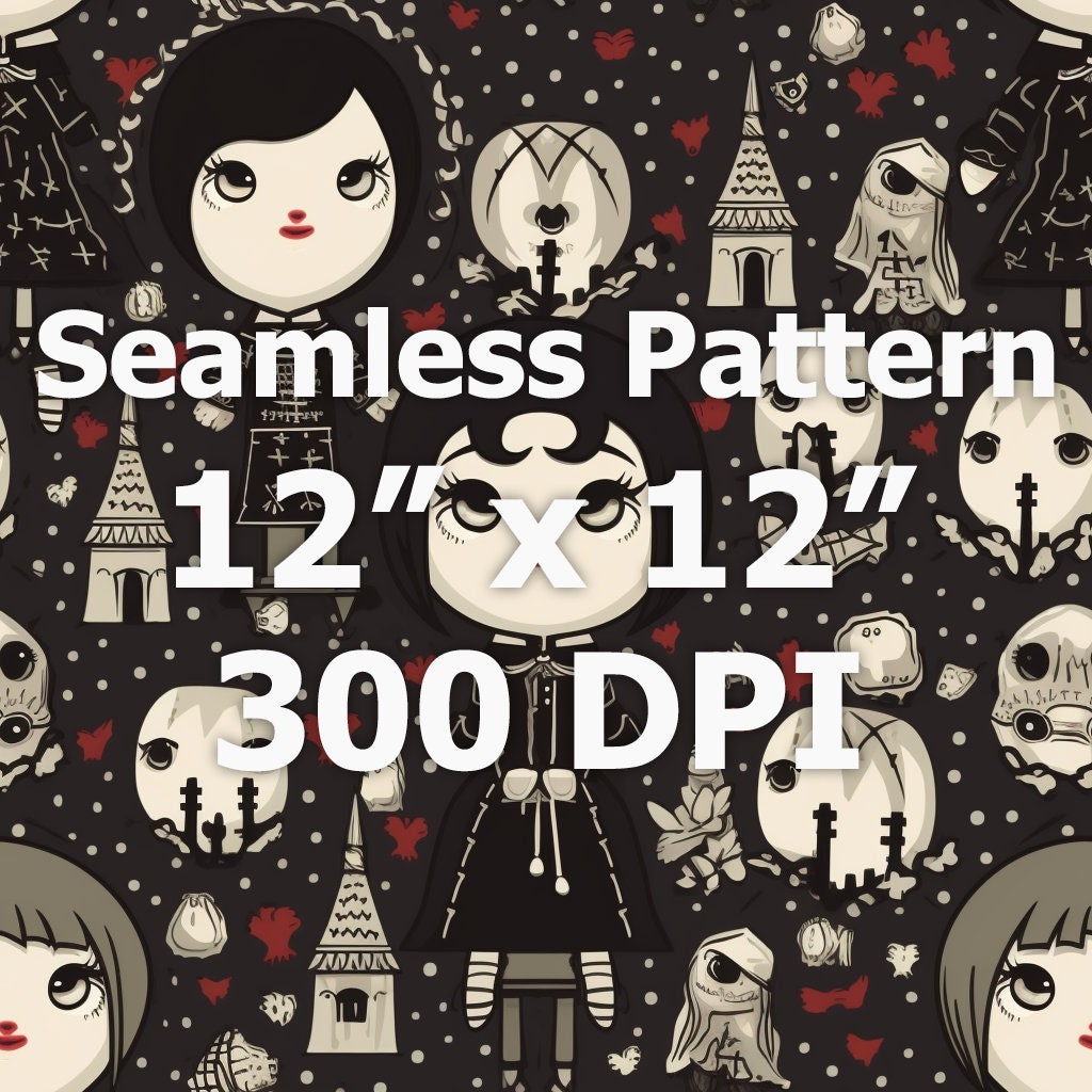 8 Seamless Cute Gothic Patterns. Cute Gothic Background. Sublimation ...